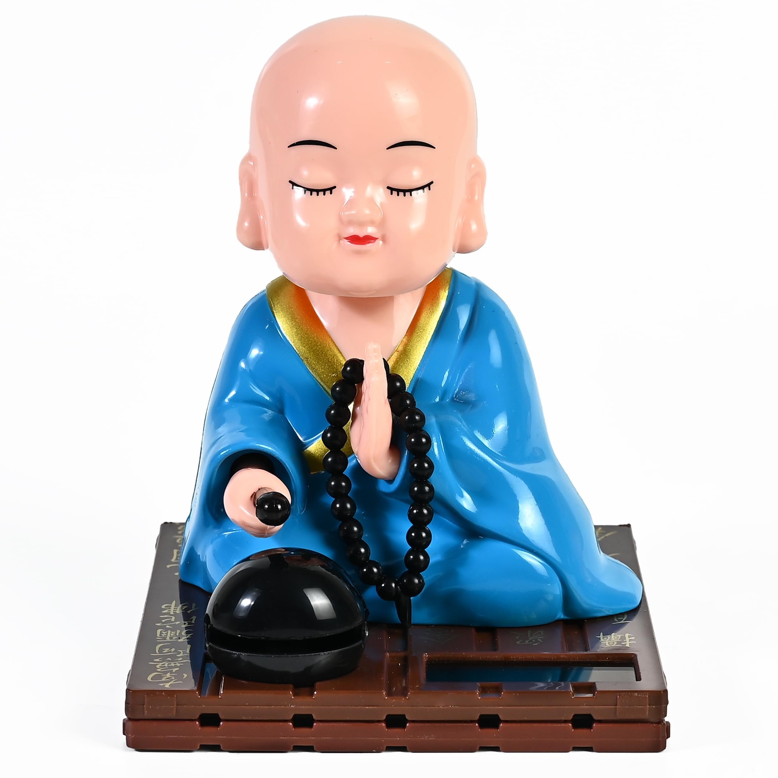 Solar-Powered Praying Buddha Figurine with Moving Head – Dashboard & H